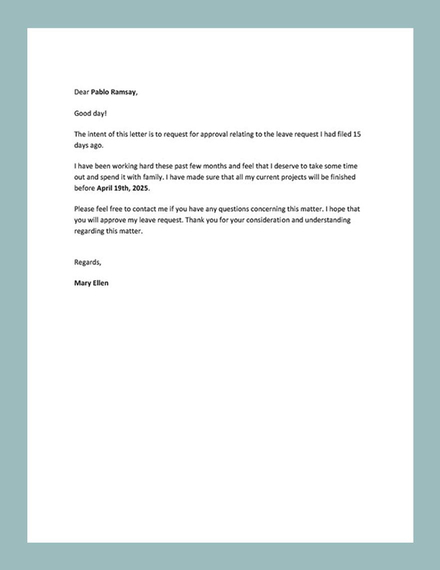 Re Letter For Uniform Approval
