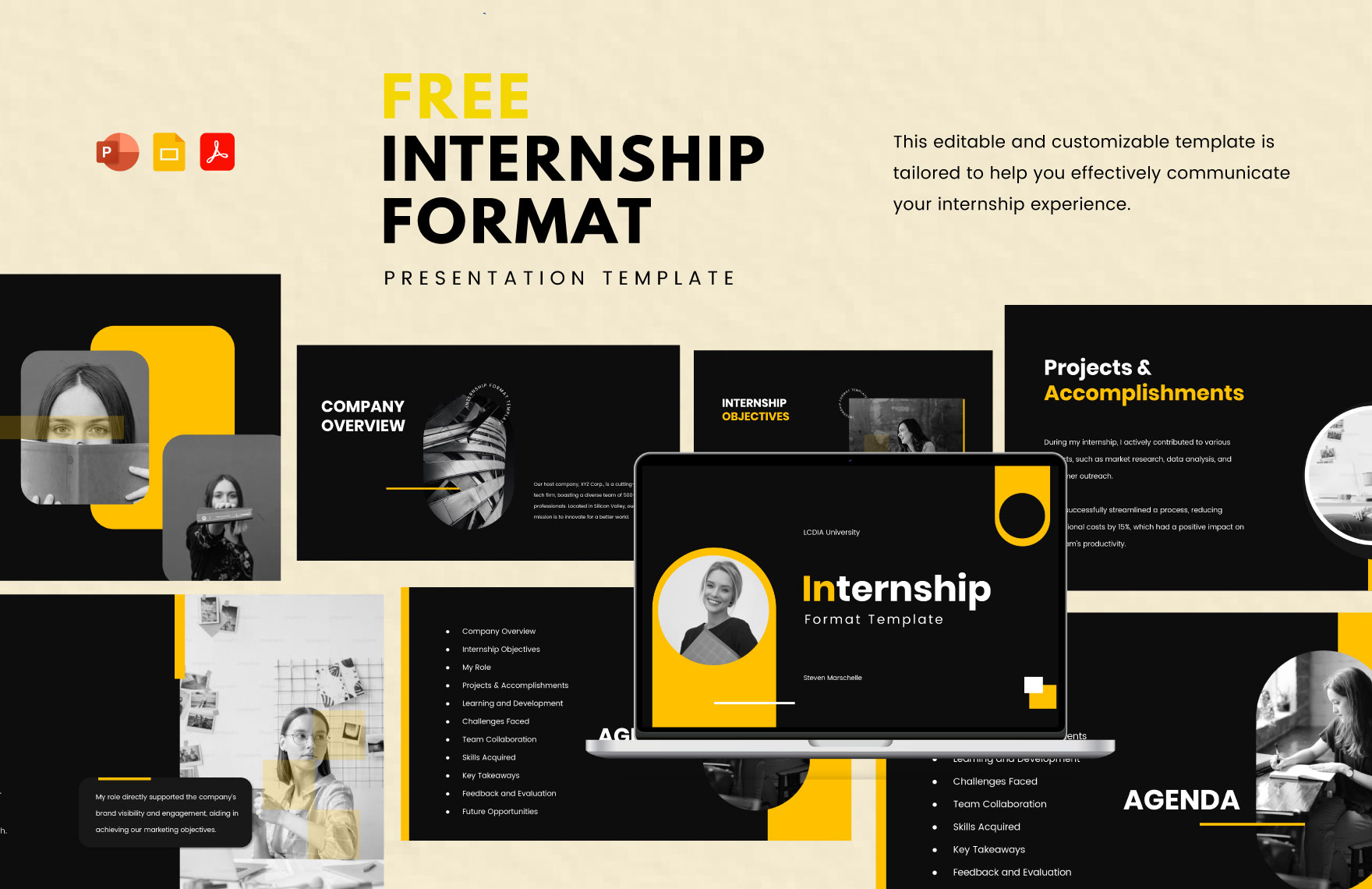 Free Internship Report Presentation Template Download In PowerPoint