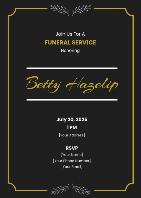 Email Funeral Memorial Invitation Templates - Edit Online & Download ...