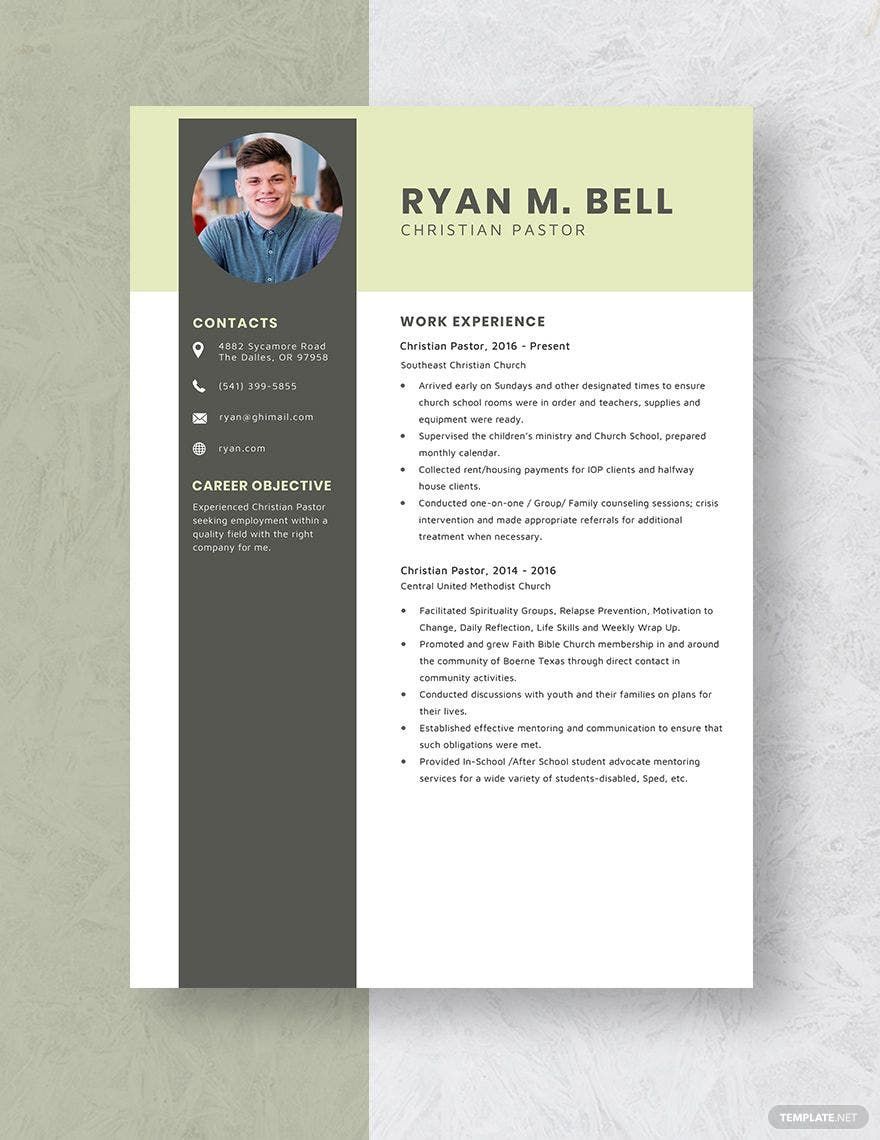 Christian Pastor Resume Template - Word, Apple Pages | Template.net