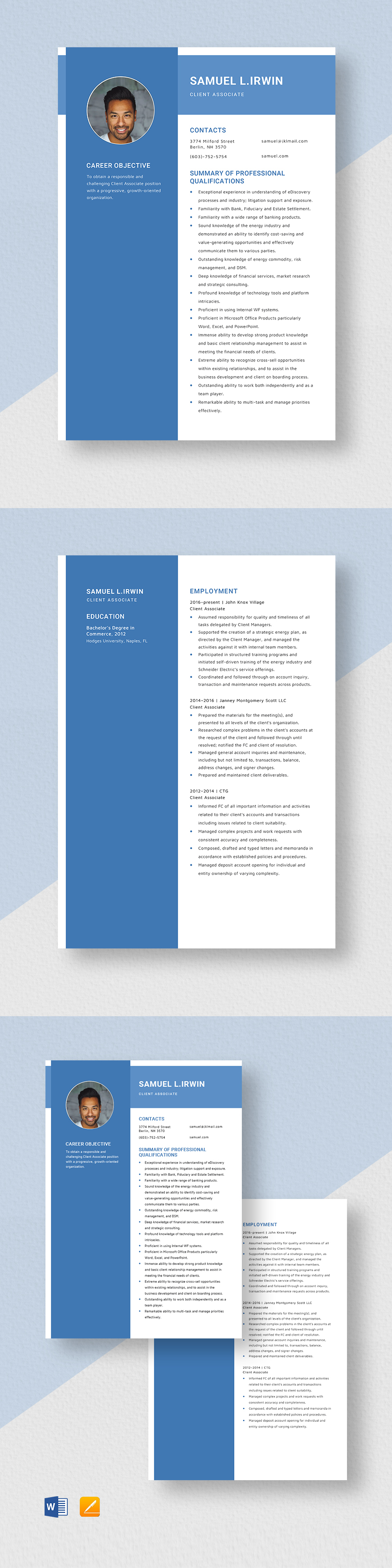 Client Associate Resume Template - Word, Apple Pages | Template.net