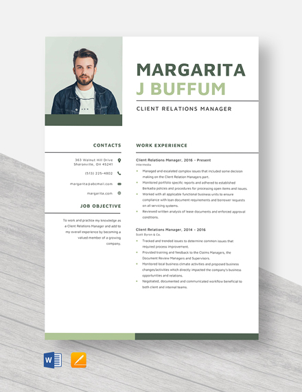 International Relations Manager Resume - Download in Word, Apple Pages ...