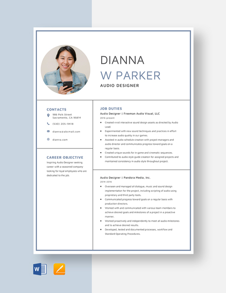 Audio Visual Project Manager Resume - Word, Apple Pages | Template.net