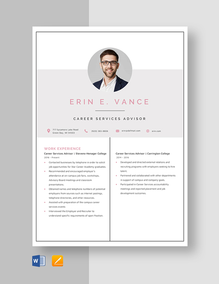 BPO Career Resume Template - InDesign, Word, Apple Pages, PSD ...