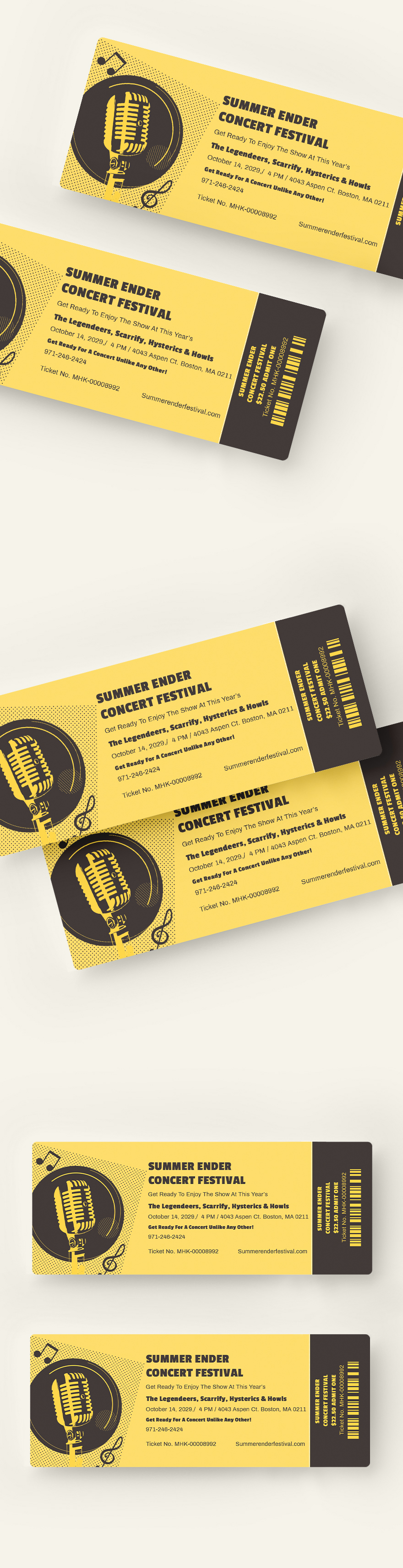 Concert Festival Ticket Template Illustrator Word Apple Pages PSD Concert Festival Ticket Template Illustrator Word Apple Pages PSD