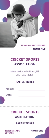 Cricket Raffle Ticket Template
