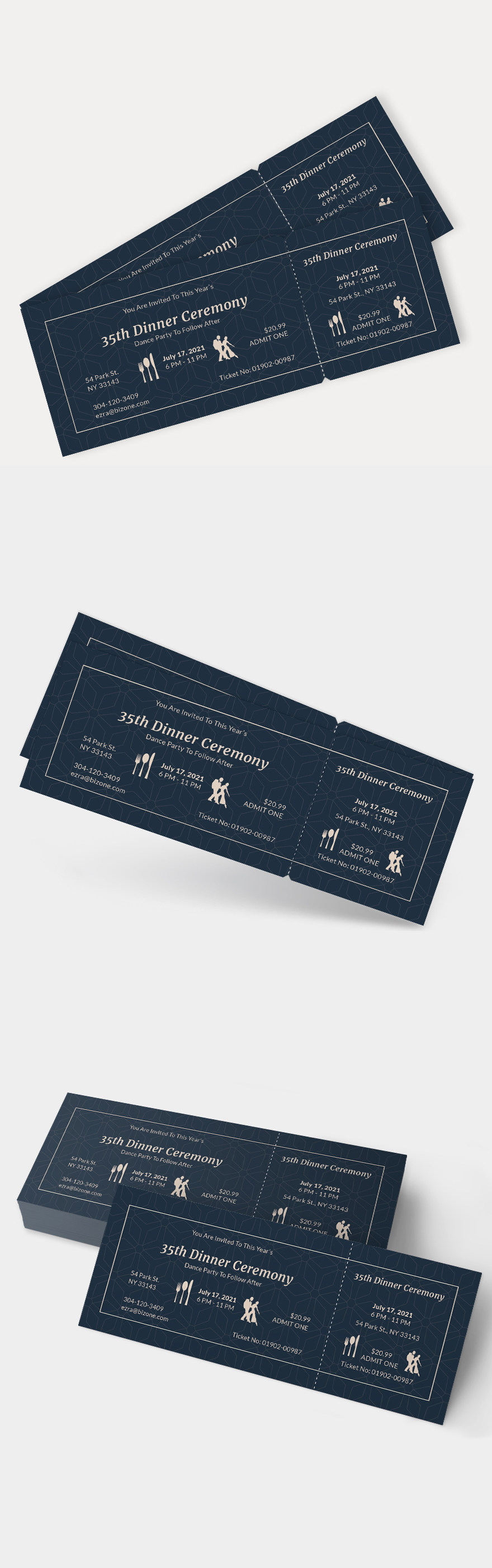 Dinner Ticket Template - Illustrator, Word, Apple Pages, PSD, Publisher ...