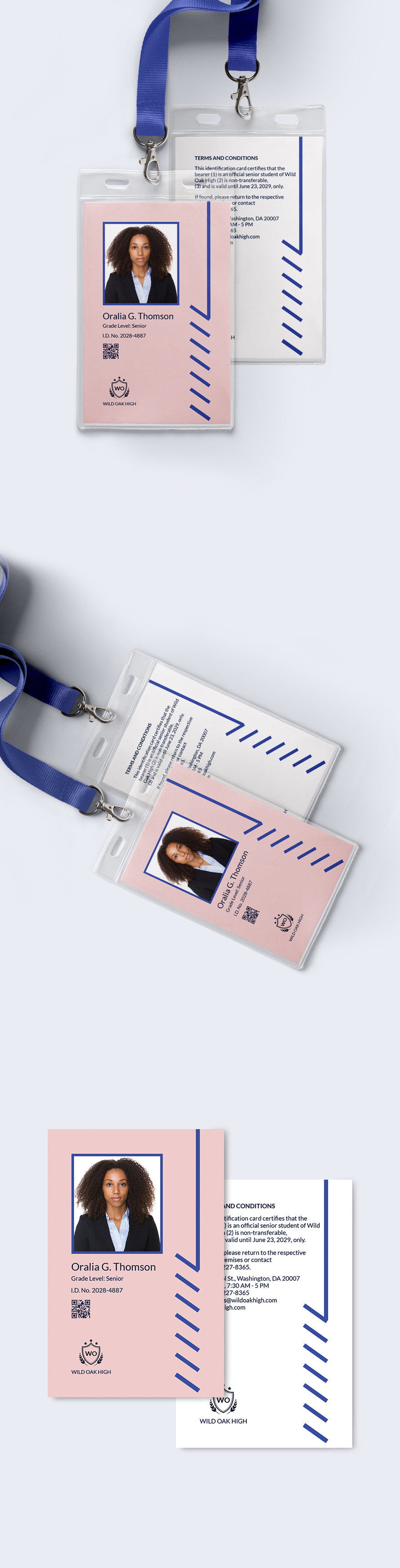 Simple High School ID Card Template - Illustrator, Word, Apple Pages ...