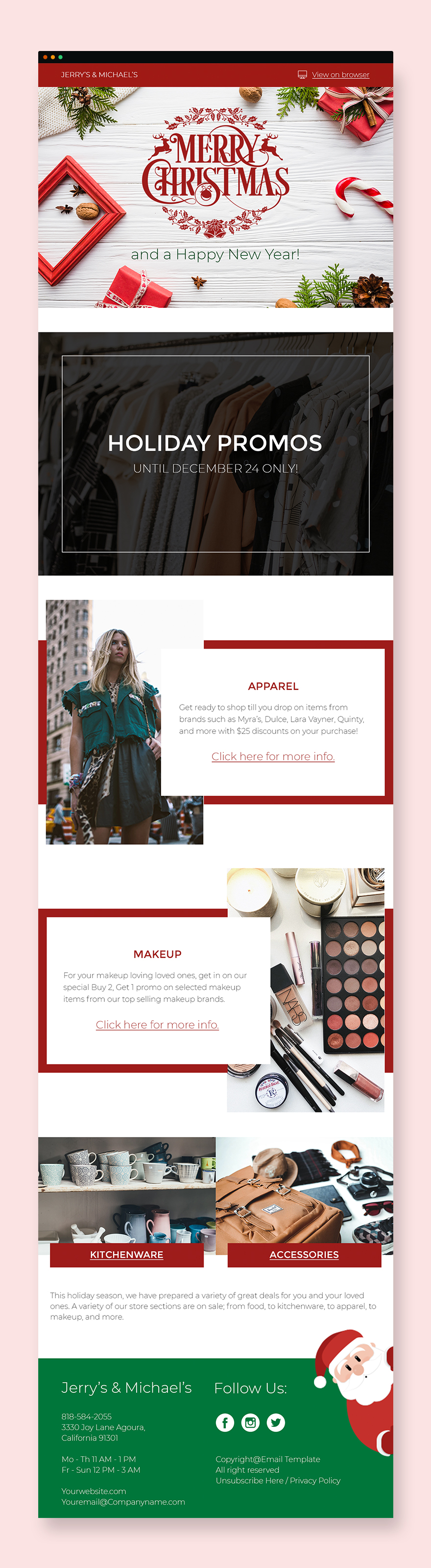 Christmas Email Newsletter Template - HTML5, Word, Outlook, Apple Pages ...