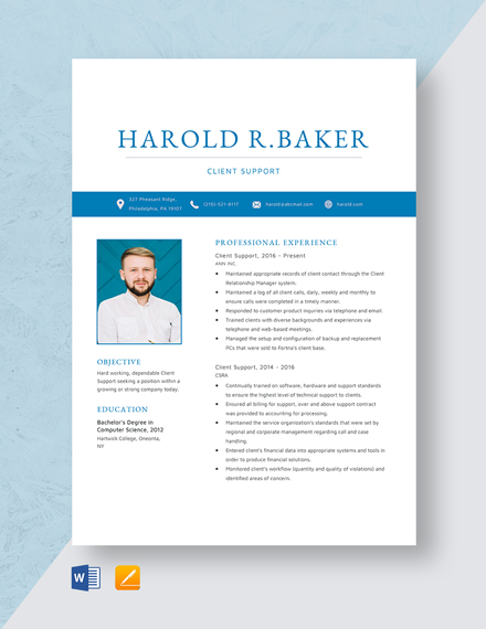 Client Executive Resume - Download in Word, Apple Pages | Template.net