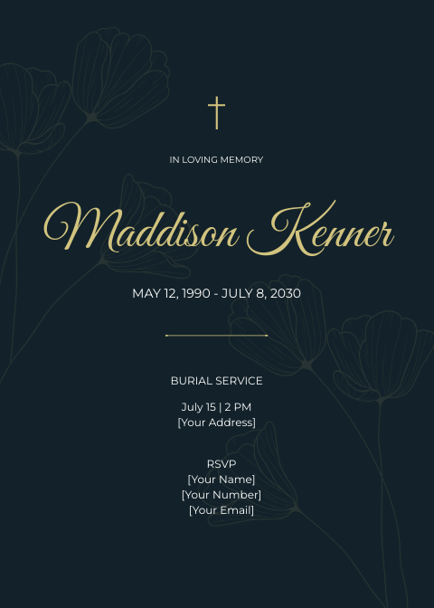 Funeral Burial Invitation Card Template - Edit Online & Download ...