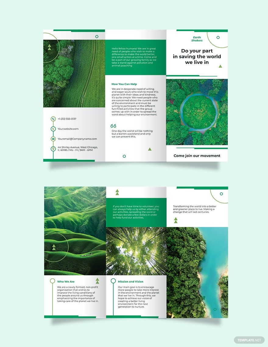 Environmental Conservation Tri Fold Brochure Template Download In 