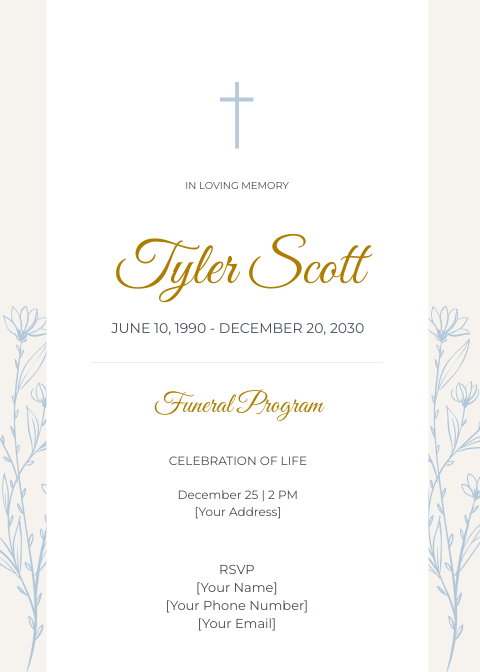 Christian Funeral Program Invitation Template - Edit Online & Download