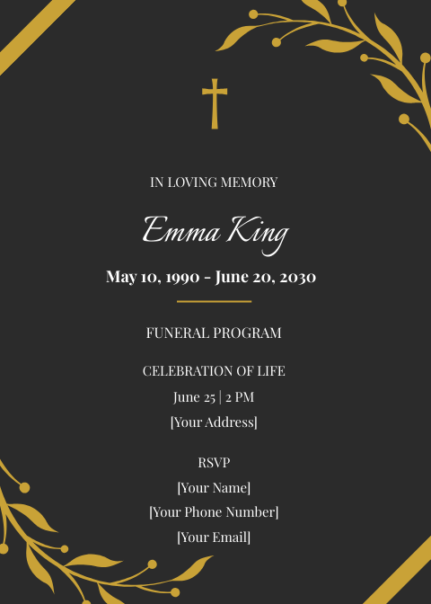 Funeral Program Catholic Invitation Template - Edit Online & Download Example | Template.net