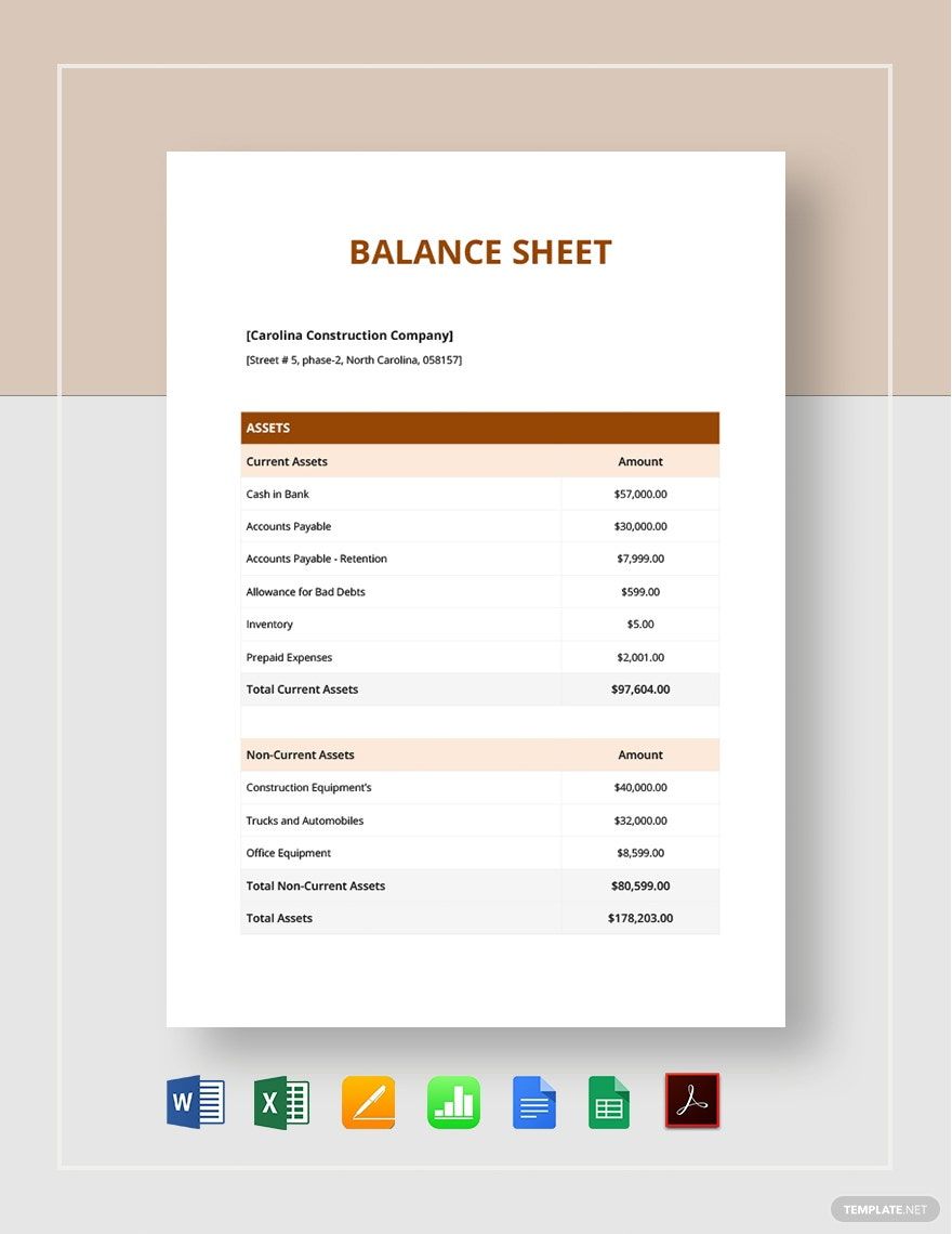 Simple Balance Sheet Template Google Docs Google Sheets Excel Word Apple Numbers Apple 