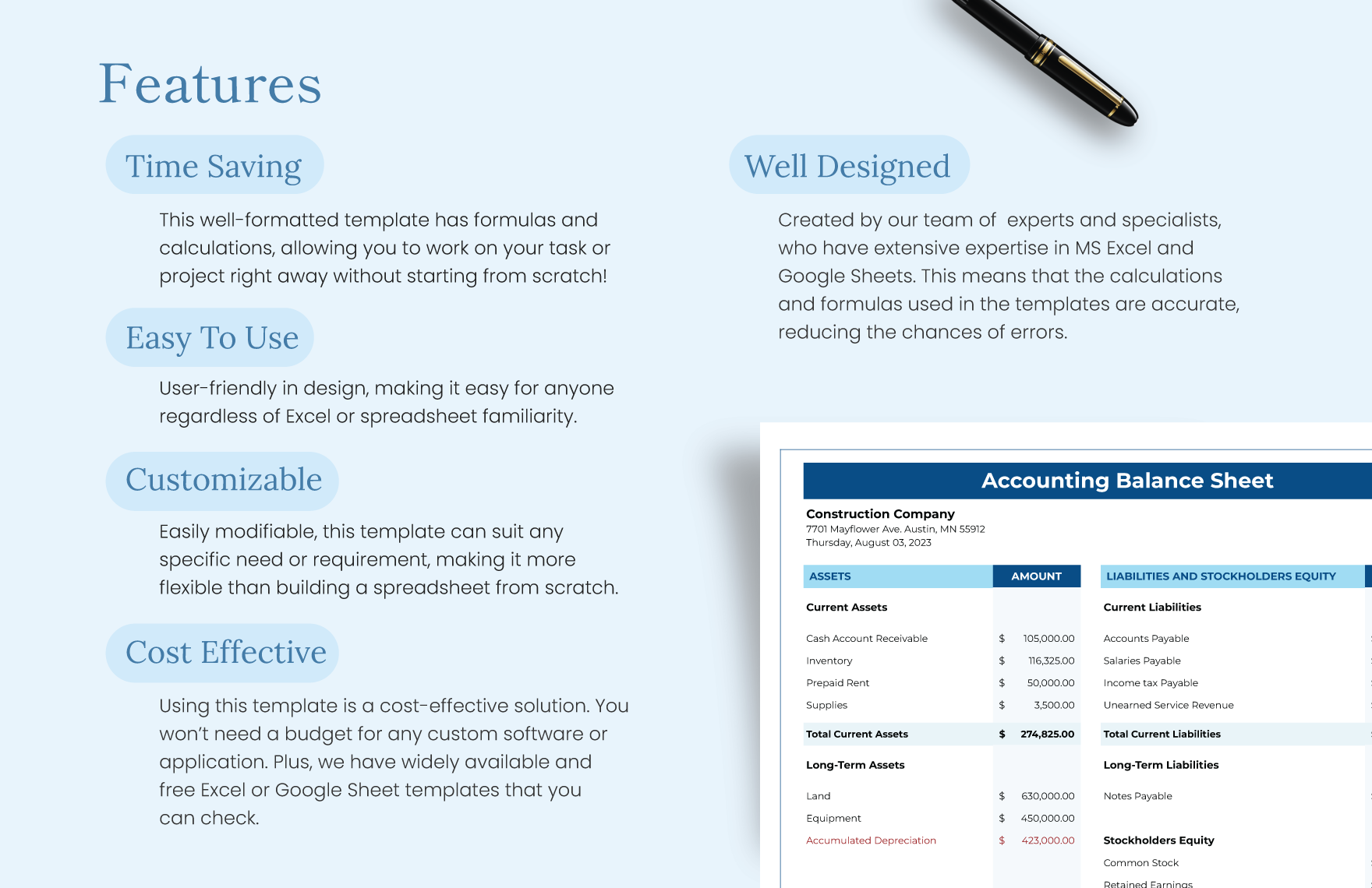 Accounting Balance Sheet Template in MS Word, Numbers, Pages, GDocsLink ...