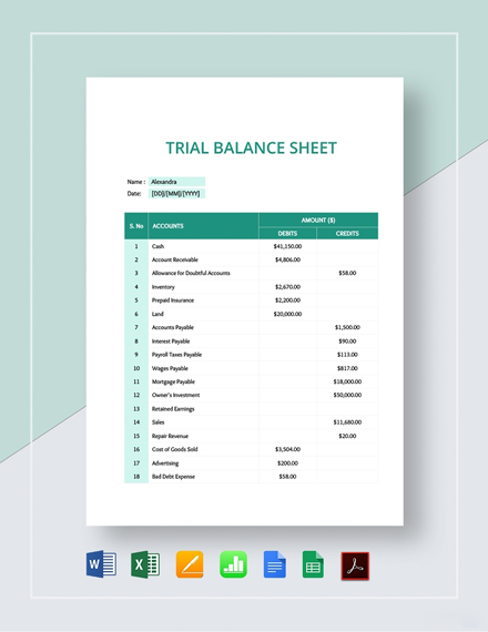FREE Balance Sheet Template - Word (DOC) | Excel