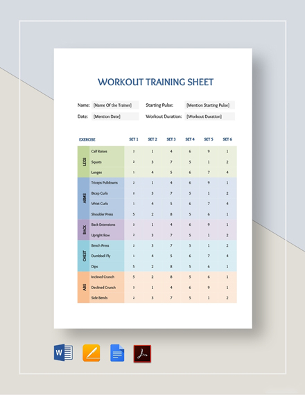 FREE Fitness Training Workout Schedule Template - PDF | Word (DOC ...