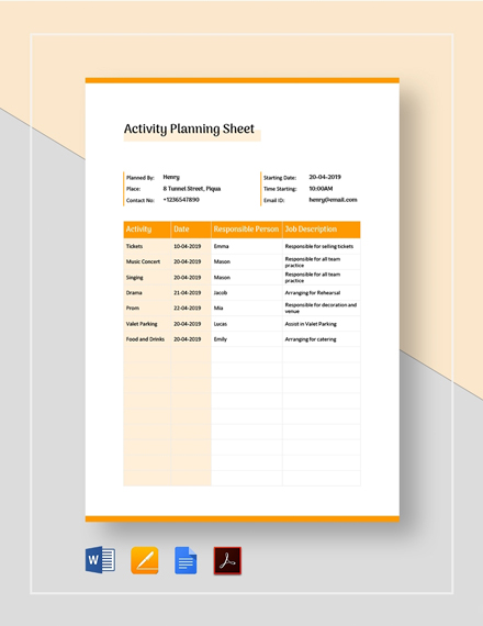 Activity Plan Templates in Microsoft Word (DOC) | Template.net