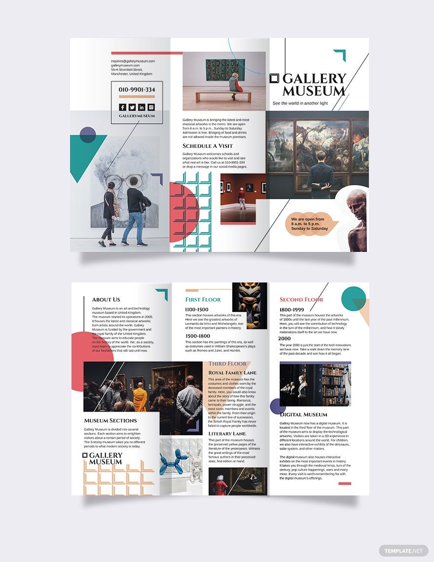 Museum Tri Fold Brochure Template Google Docs Illustrator InDesign 