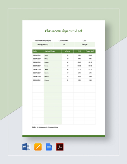 Key Sign Out Sheet Template - Download in Word, Google Docs, Excel ...