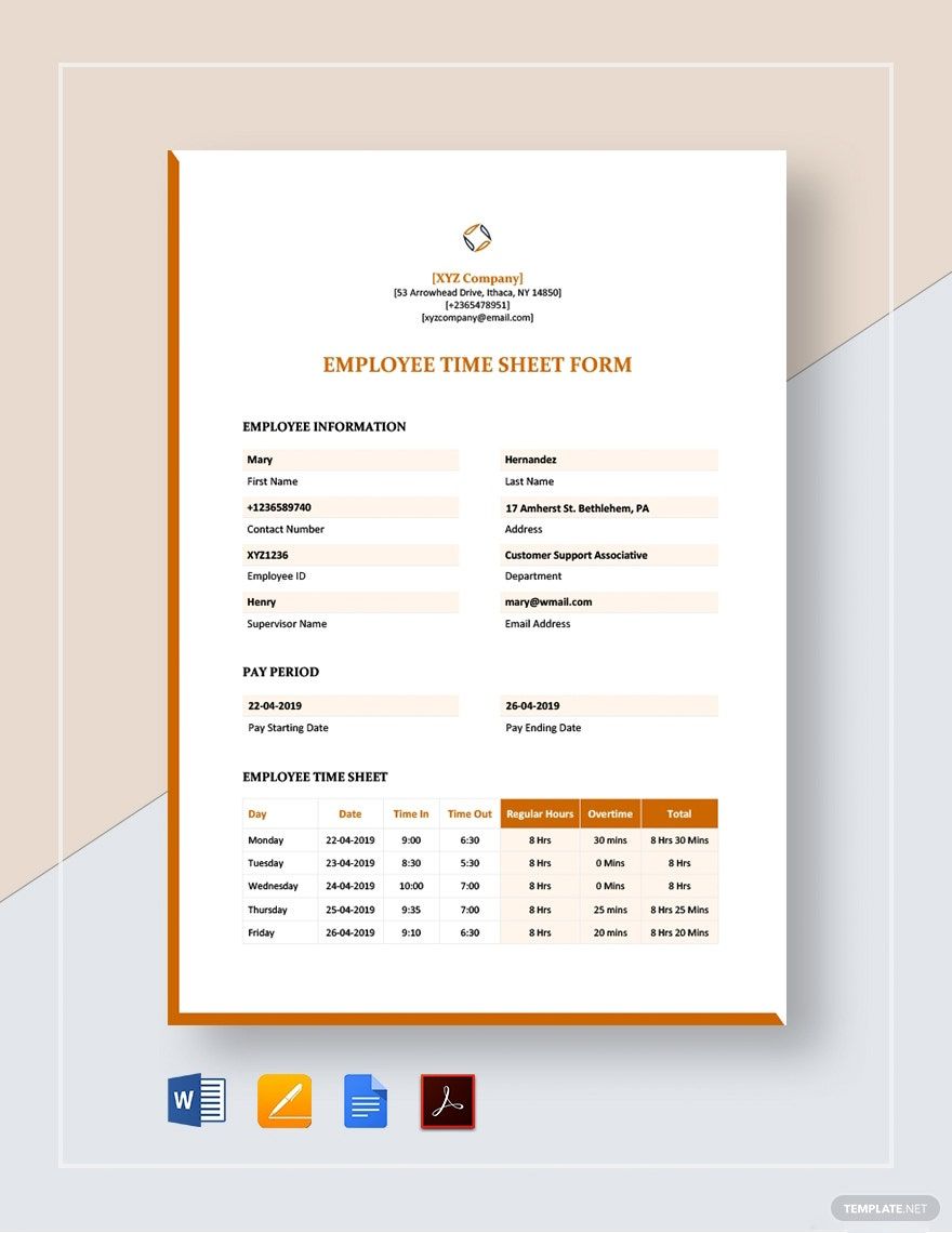 Timesheets Templates Word - Format, Free, Download | Template.net