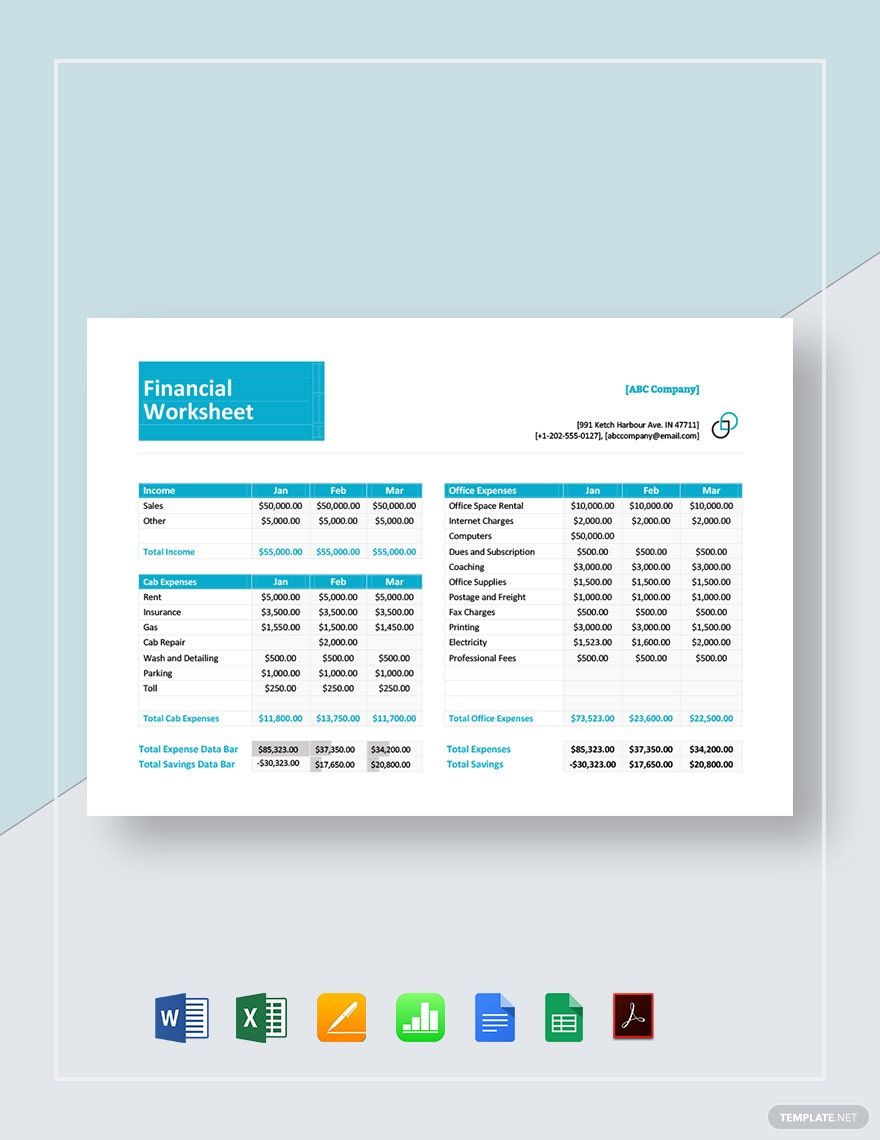 Financial Worksheet Template Download In Word Google Docs Excel 