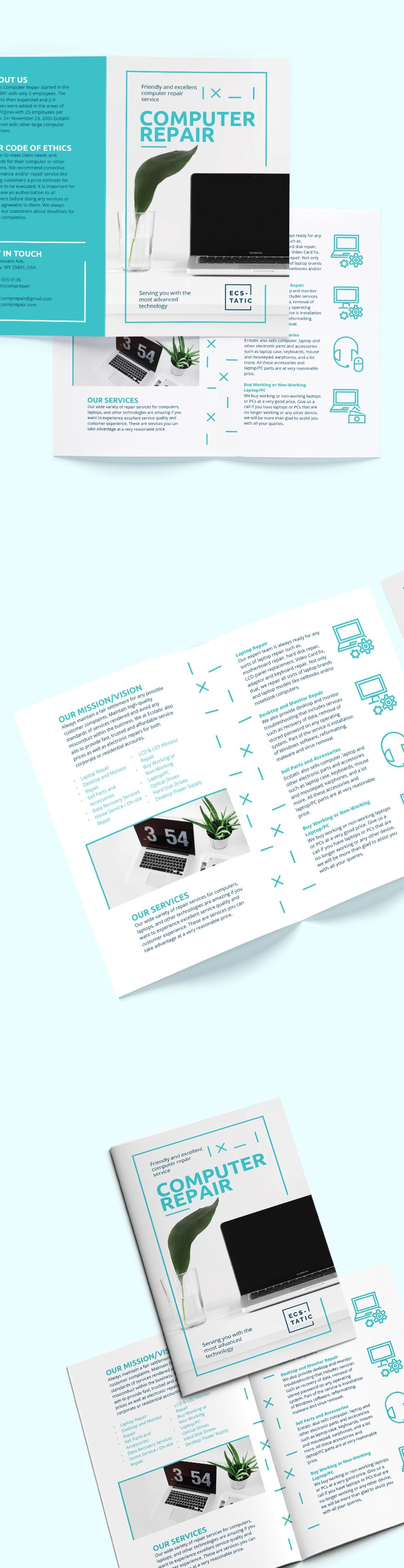 Free Computer Course Bi-Fold Brochure Template - Illustrator, InDesign ...