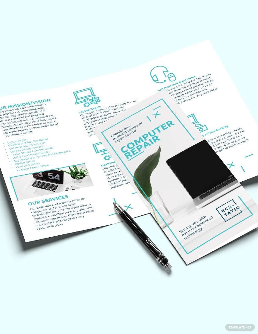 Computer Repair Shop Tri Fold Brochure Template Download In Word 