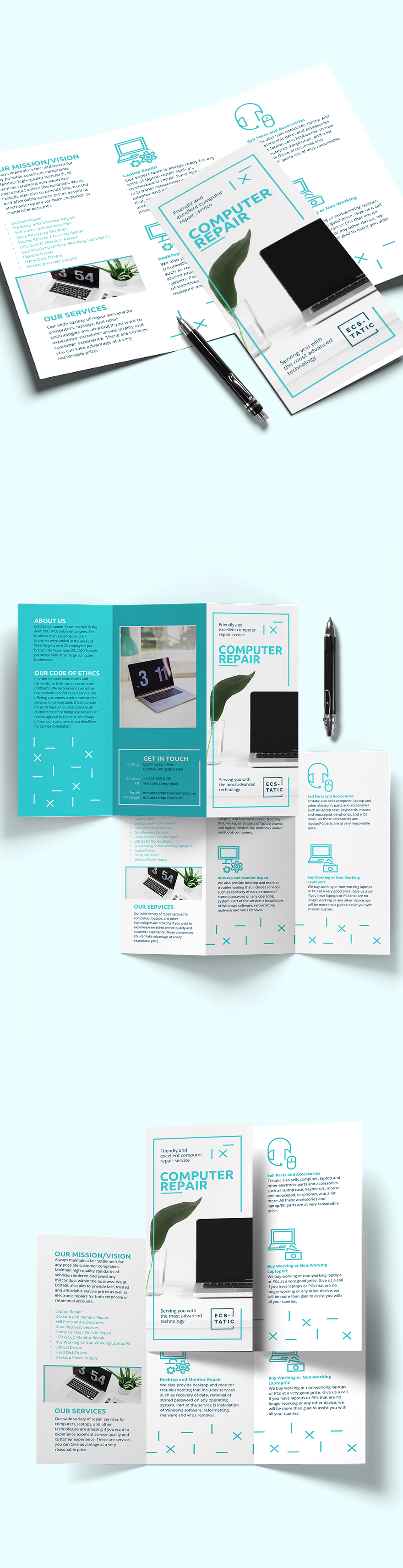 Free Computer Course Bi-Fold Brochure Template - Illustrator, InDesign ...