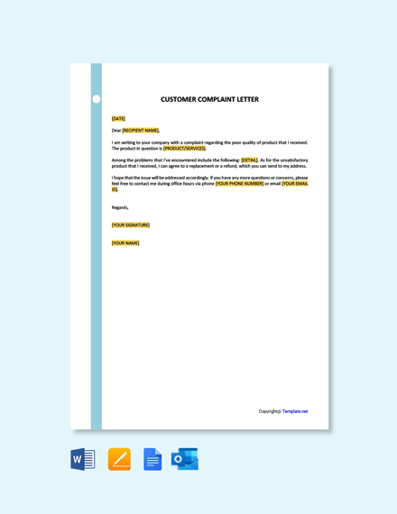 FREE Customer Complaint Letter Template - Word (DOC) | Google Docs ...
