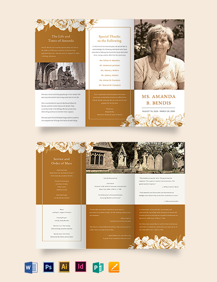 Editable Burial Funeral Bi-Fold Brochure Template - Google Docs ...