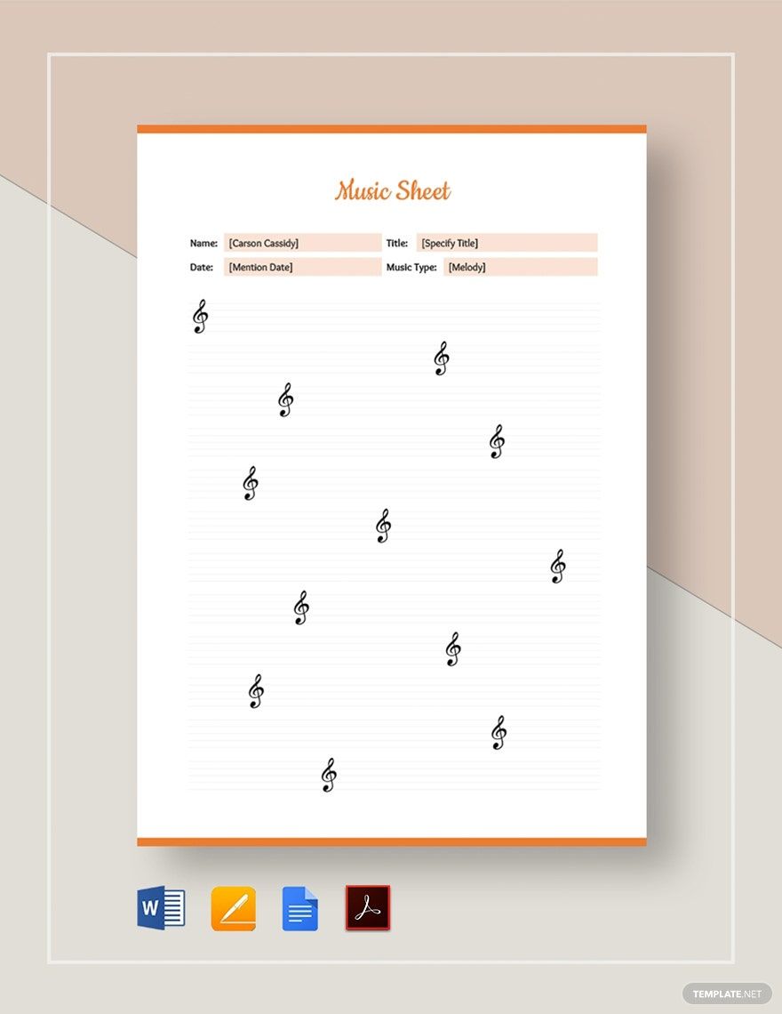 Music Sheet Template In Pages Word Google Docs PDF Download Music Sheet Template In Pages Word Google Docs PDF Download
