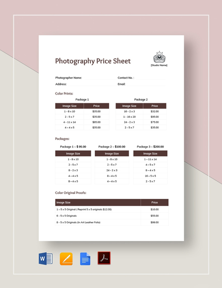 Estimate Sheet Template
