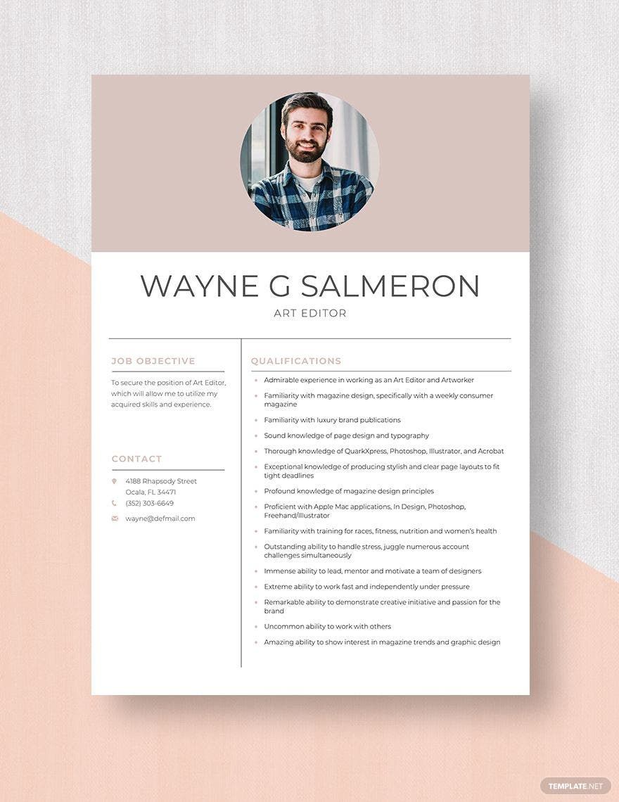 Free Free Publications Editor Resume Template - Word, Apple Pages ...