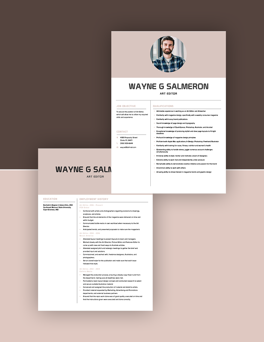Free Art Editor Resume - Word, Apple Pages | Template.net