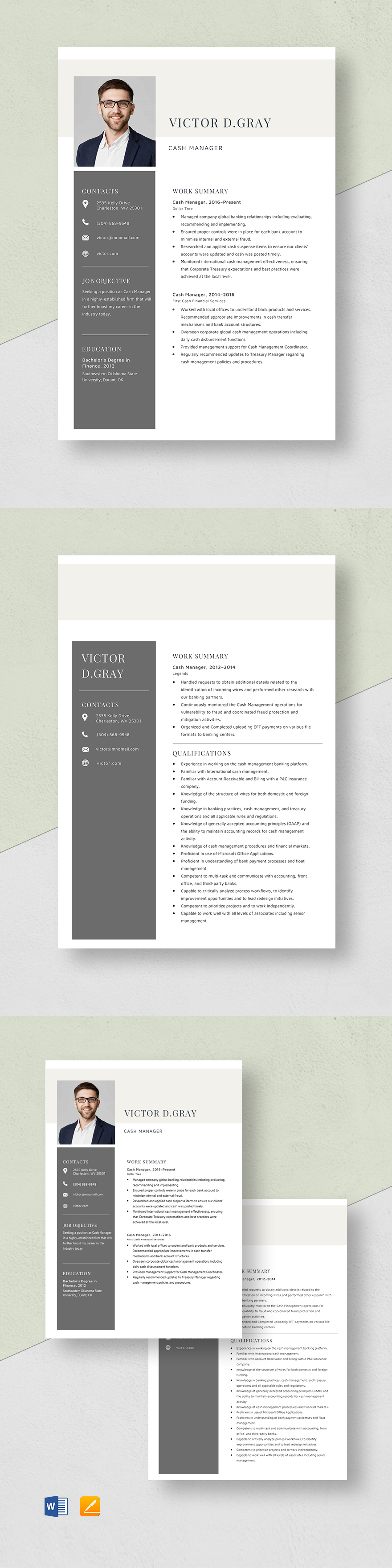 Cash Manager Resume Template - Word, Apple Pages | Template.net