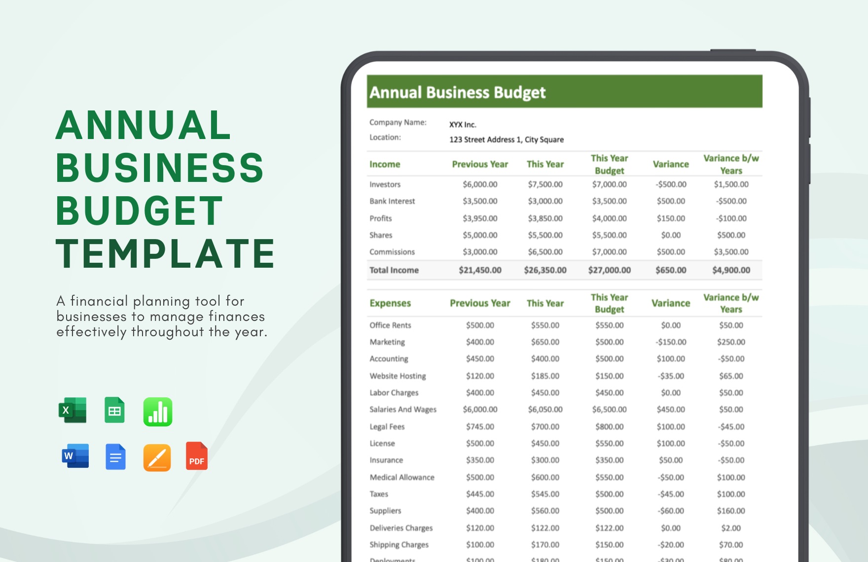 Free Small Business Budget Templates Editable And Printable