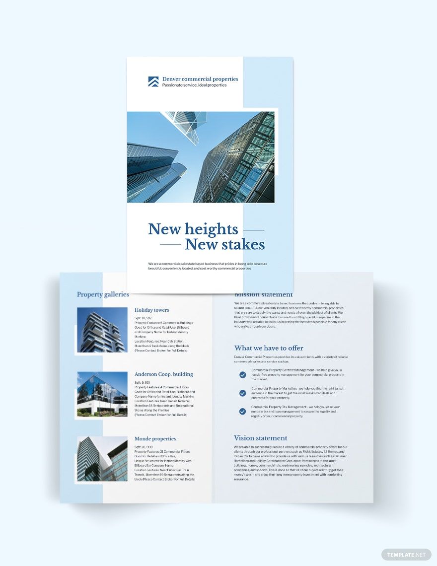 Commercial Real Estate Bi Fold Brochure Template Illustrator 