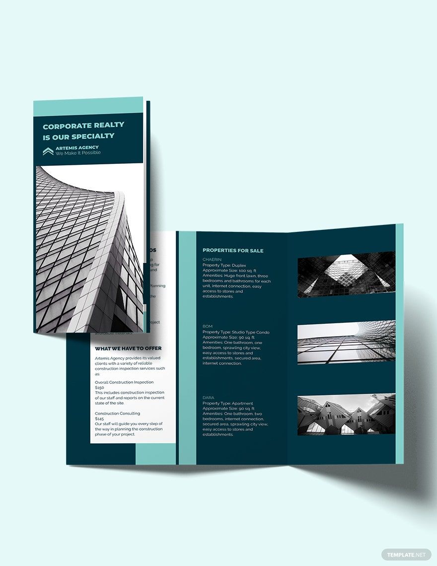 Construction Brochure Template - Illustrator, InDesign, Word, Apple ...