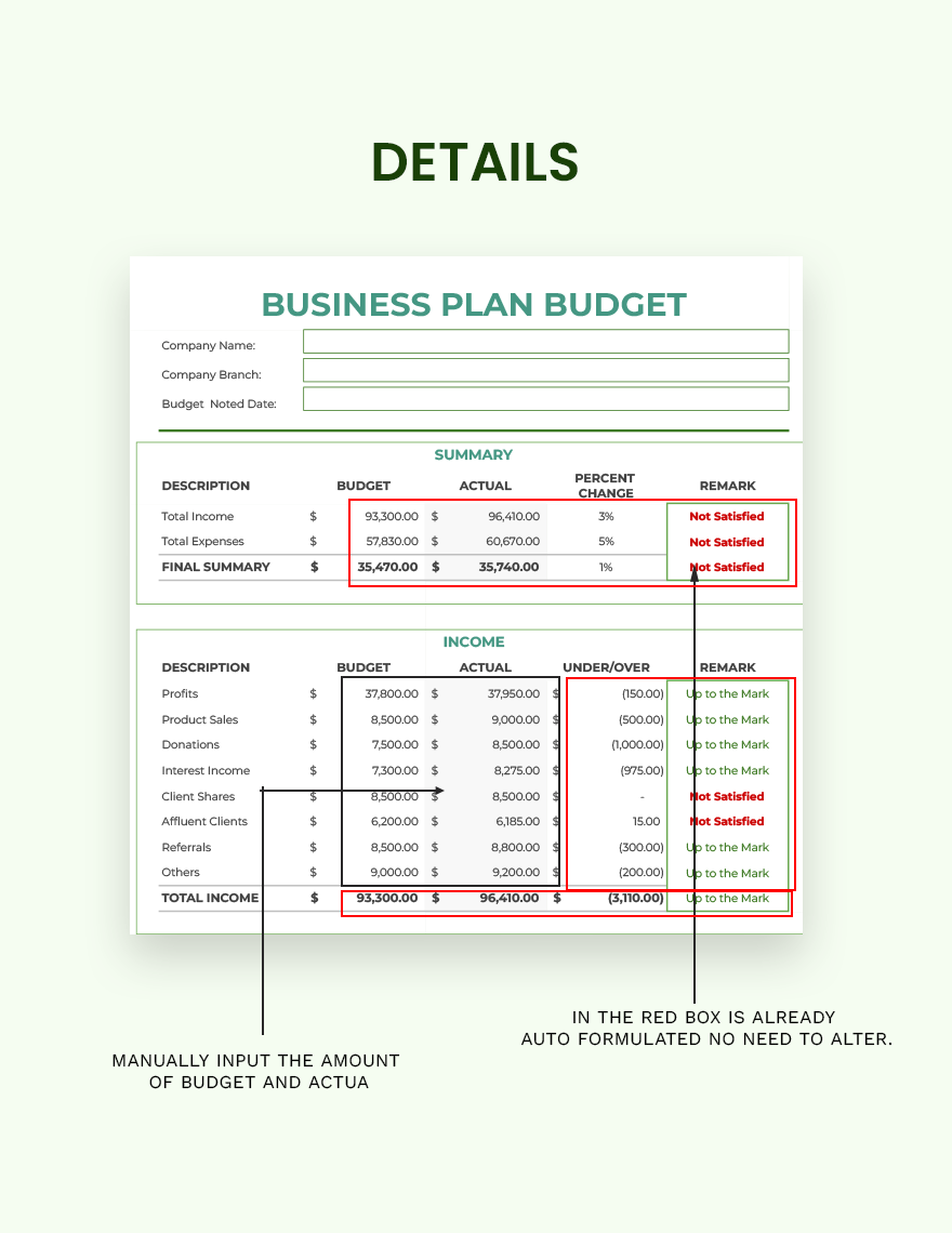 Simple Business Plan Budget Template - Google Docs, Google Sheets ...