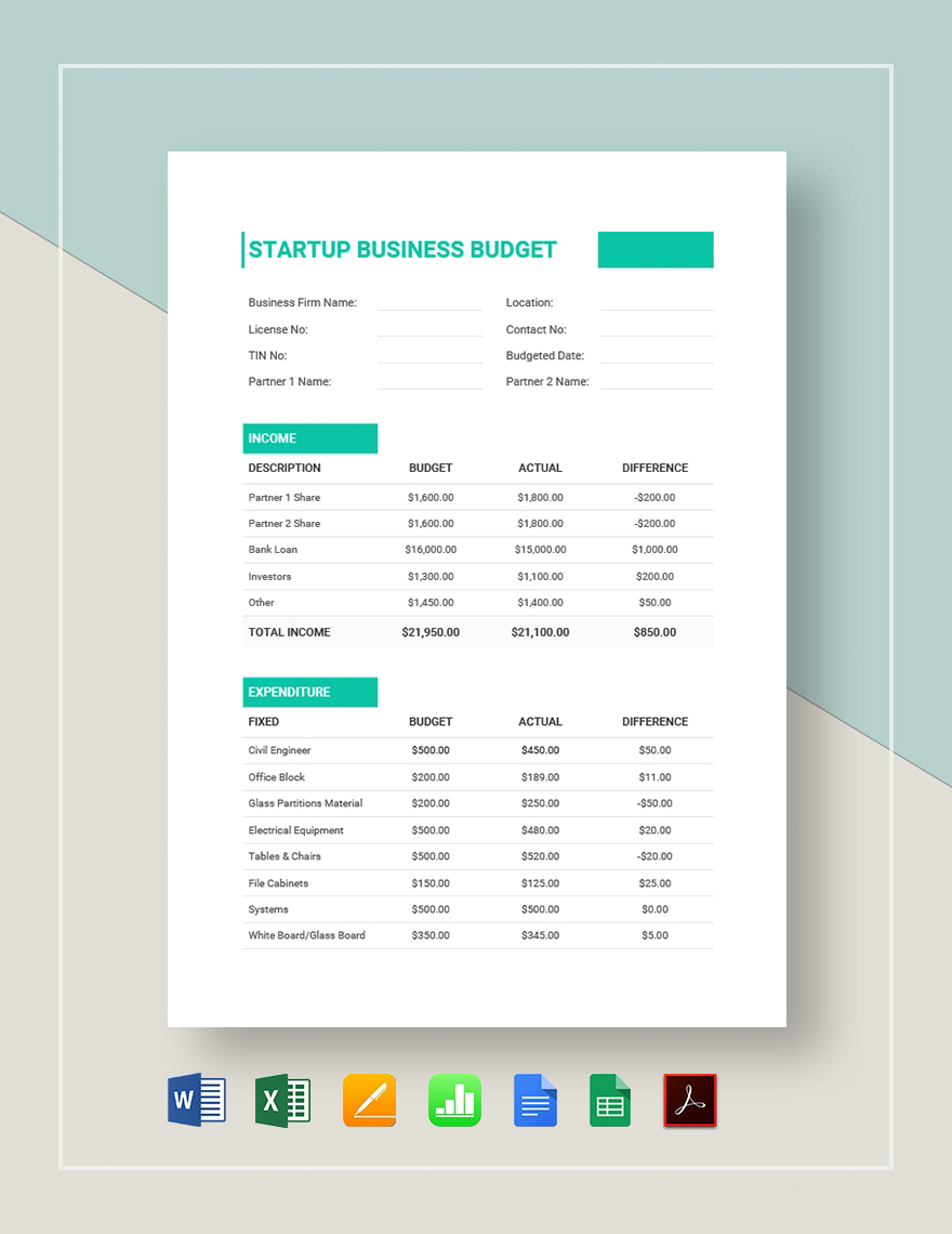 Startup Business Budget Template Download In Word Google Docs Excel 