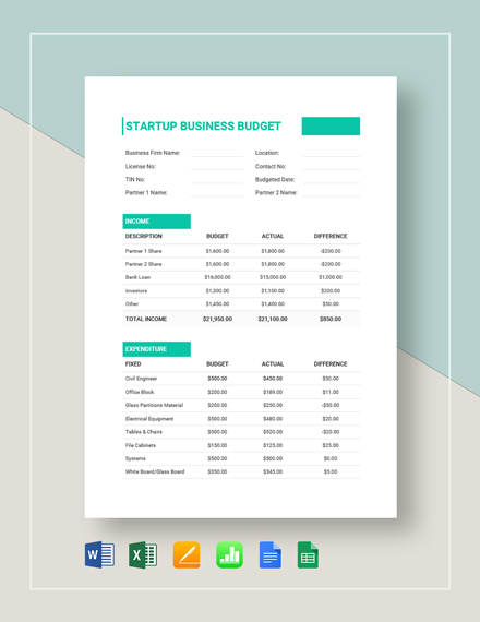 Budget For Business Plan Template QuyaSoft