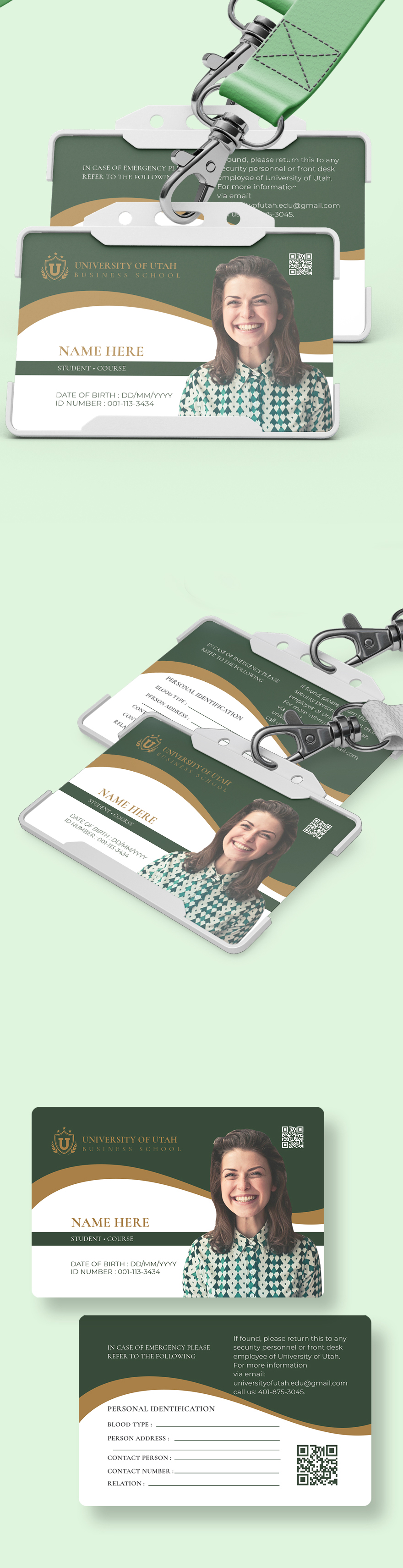 University Vertical ID Card Template - Illustrator, Word, Apple Pages ...