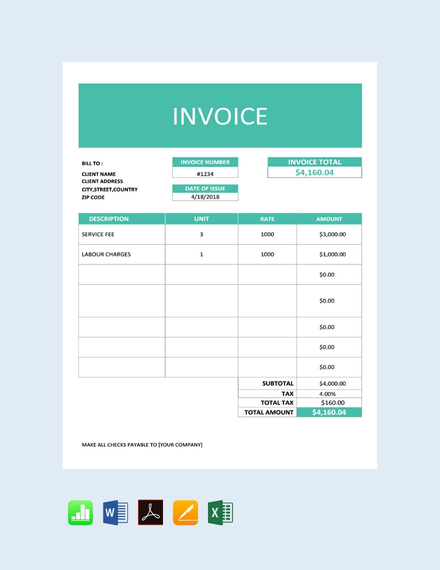 Free Business Service Invoice Template
