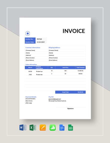 Tax Invoice Template - 23+ Word, Excel, PDF Format Download