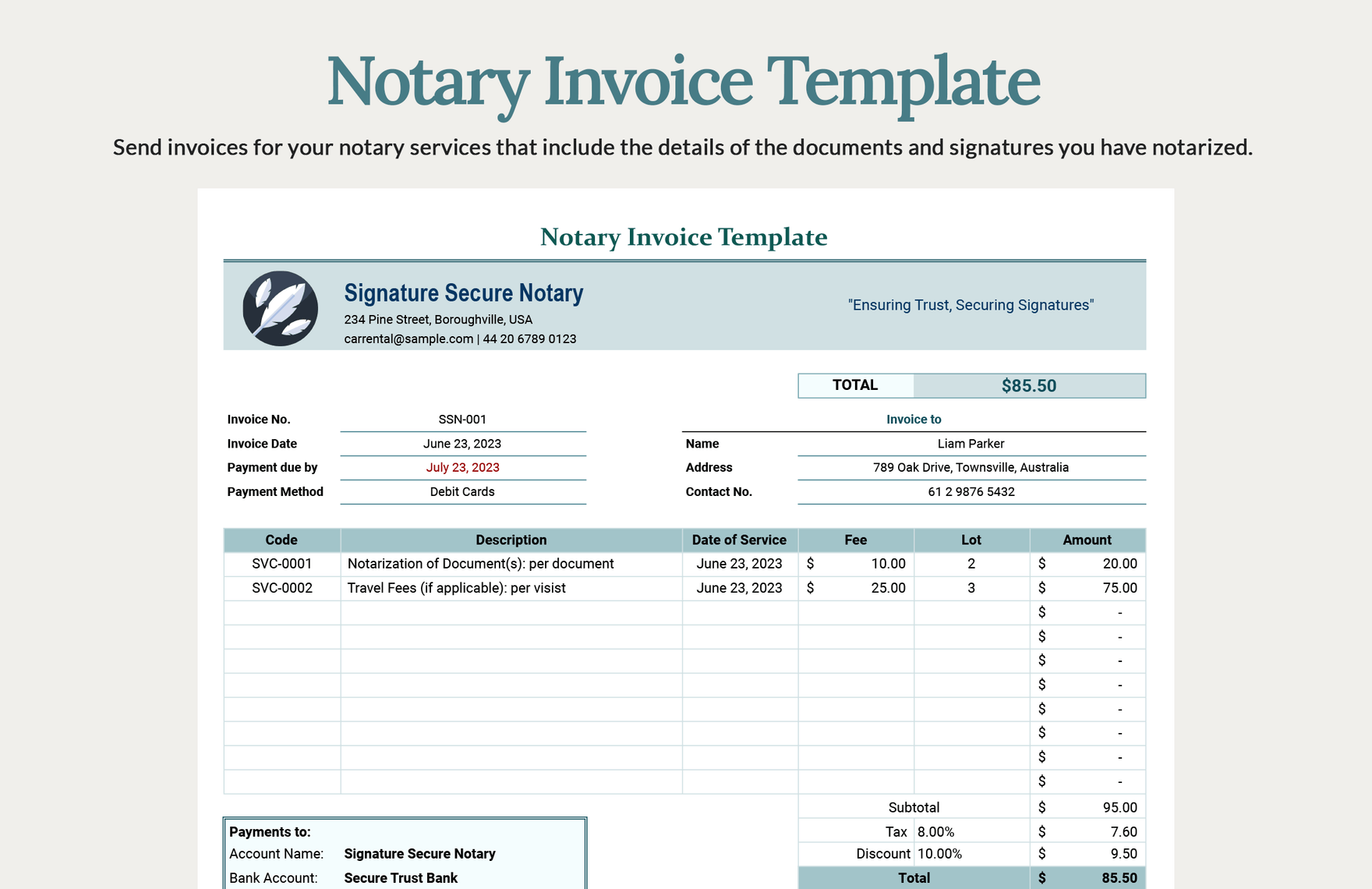 Notary Invoice Template Download In Word Google Docs Excel PDF 
