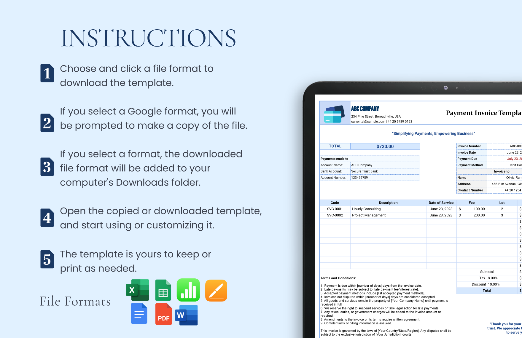 Payment Invoice Template - Download in Word, Google Docs, Excel, PDF ...