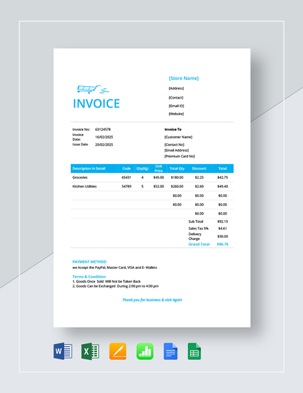 Retail Invoice Template - 11+ Word, Excel, PDF Format Download!