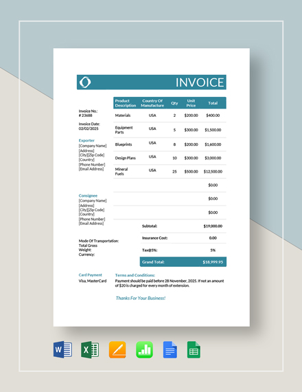 38+ Commercial Invoice Templates - Word, Excel, PDF,AI